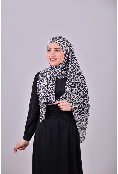 Hürrem Kadın Siyah Leopar Desenli Bone Şal