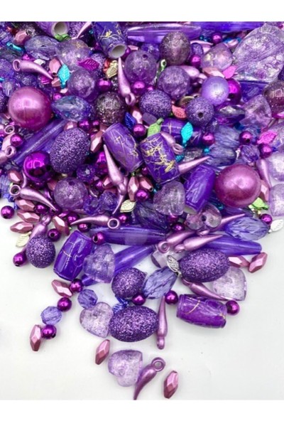 Hedef Bijuteri Bileklik Için Lila - Mor Renk Karışık Simli Plastik Boncuk 250 gr Hedef Bijuteri Bileklik Için Lila - Mor Renk Karışık Simli Plastik Boncuk 250 gr