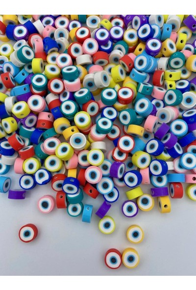 Hedef Bijuteri 10 mm Polimer Kil Fimo Karışık Renkli Nazar Boncuğu Göz Model Boncuk 50 Adet Hedef Bijuteri 10 mm Polimer Kil Fimo Karışık Renkli Nazar Boncuğu Göz Model Boncuk 50 Adet