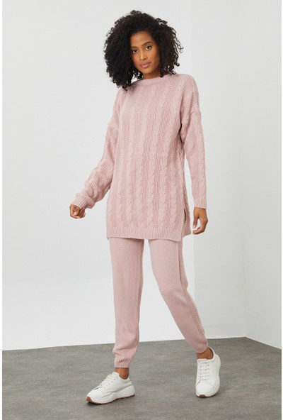 Altıner Kadın Örme Pudra Triko Alt Üst Takım
