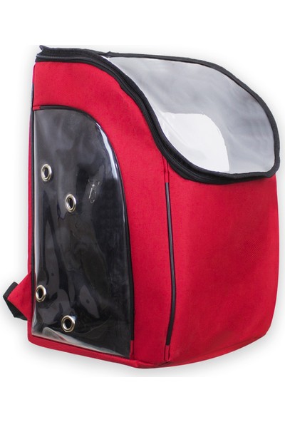 Ankaflex Saydam Transparan Kedi Taşıma Çantası Kırmızı