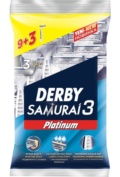 Derby Samurai 3 Platinium Tıraş Bıçağı 9+3 Poşet Derby Samurai 3 Platinium Tıraş Bıçağı 9+3 Poşet