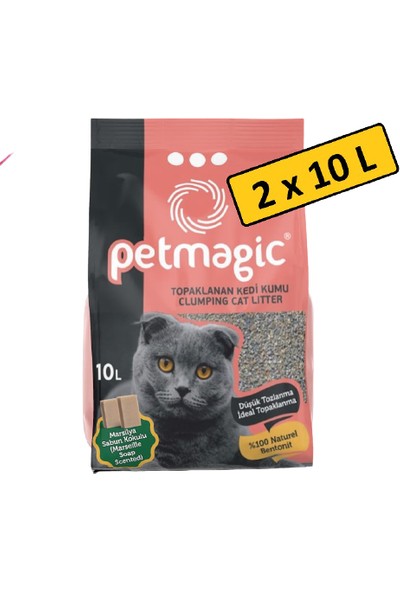 Petmagic Marsilya Sabun Kokulu Bentonit Kedi Kumu 2X10 Litre
