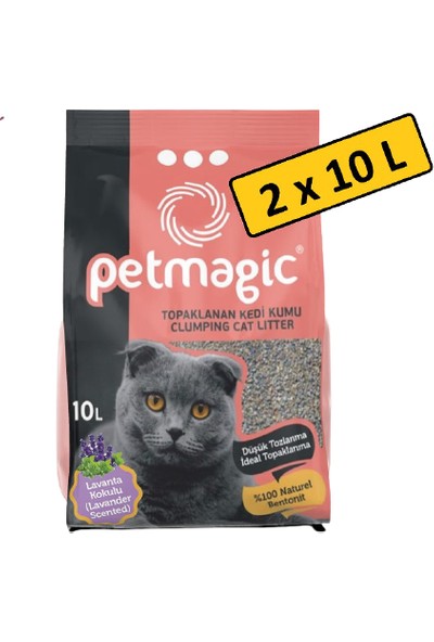 Petmagic Lavanta Kokulu Bentonit Kedi Kumu 2X10 Litre