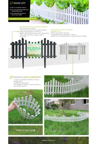 Marketonya Beyaz Poliwork Dekoratif Bahçe Çiti 32'li Ağaç Çiti Çiçek Koruma 18,88 M