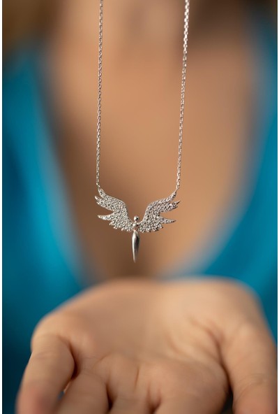 Doğu Gümüş Melek Kanadı 925 Ayar Gümüş Kolye