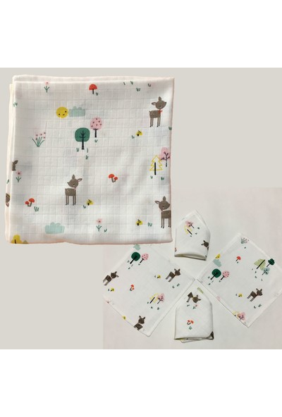 Mutlu Gün Marketi Müslin Bebek Set 4 Adet Mendil Ile Bambi Figürlü Mutlu Gün Marketi Müslin Bebek Set 4 Adet Mendil Ile Bambi Figürlü