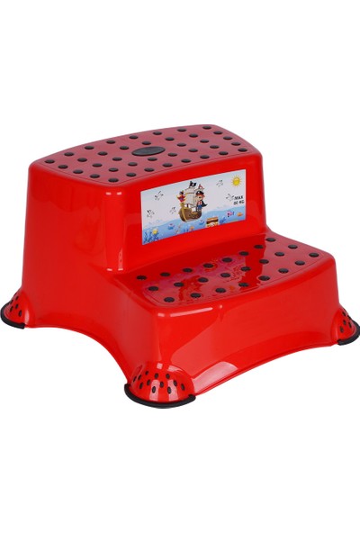 Bimbambom Kaydırmaz Çocuk Taburesi Çift Basamaklı Kırmızı