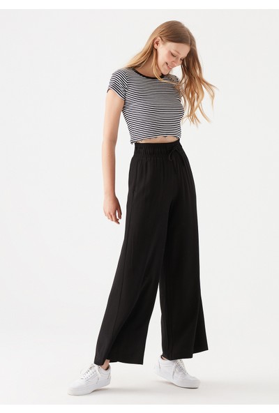 Mavi Kadın Beli Büzgülü Siyah Pantolon 101405-900