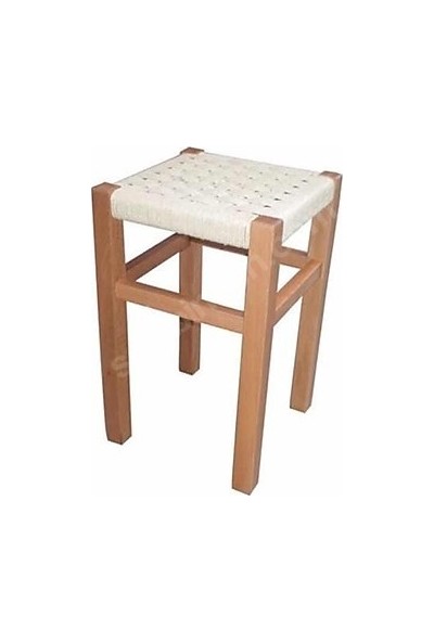 Tabure Ahşap Hasır Örgülü 35 cm (Yerden Yüksekliği)