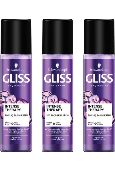 Gliss 200ml Intense Therapy Sıvı Saç Kremi x 3 Adet Gliss 200ml Intense Therapy Sıvı Saç Kremi x 3 Adet