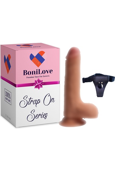 Bonilove Strap On Series 18 cm Ekstra Özel Silikon Dokuda Belden Bağlamalı Penis