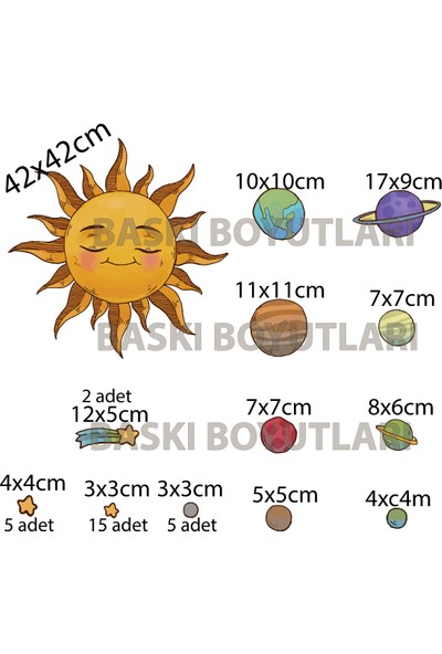 Amoris Güneş Sistemi ve Uzay Duvar Sticker