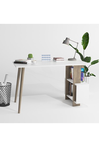 Lagomood Edis Ofis Masası Beyaz Ceviz