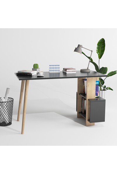 Lagomood Edis Ofis Masası Antrasit Meşe