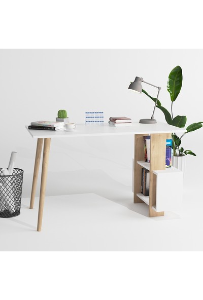 Lagomood Edis Ofis Masası Beyaz Meşe