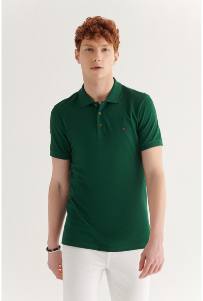 Avva Erkek Yeşil Polo Yaka Düz T-Shirt E001004 Avva Erkek Yeşil Polo Yaka Düz T-Shirt E001004