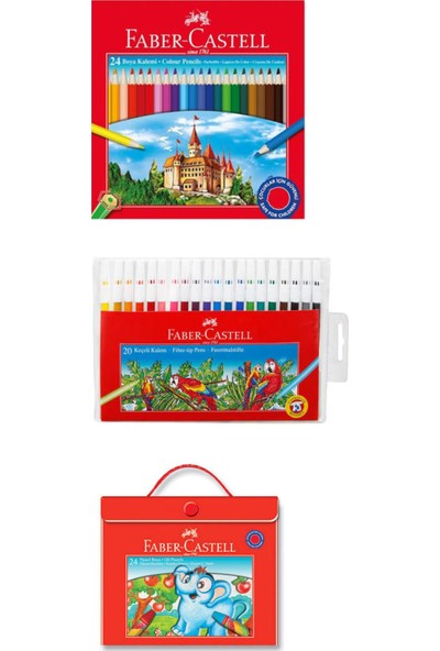 Faber-Castell Okul Seti Faber Pastel + Kuruboya + Keçeli 3'lü Set Faber-Castell Okul Seti Faber Pastel + Kuruboya + Keçeli 3'lü Set