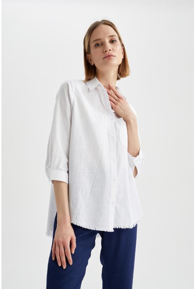 DeFacto Oversize Fit Tek Cepli Tunik Gömlek U8114AZ21SM DeFacto Oversize Fit Tek Cepli Tunik Gömlek U8114AZ21SM