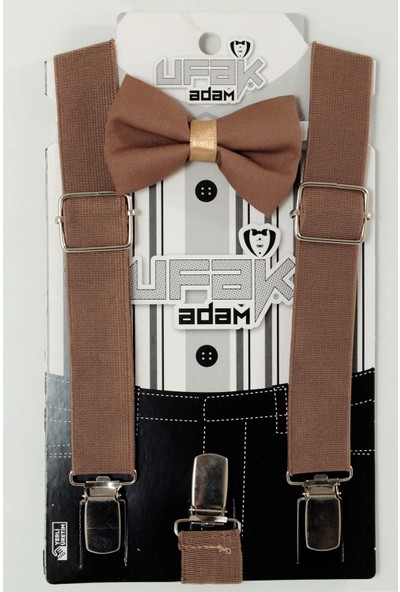 Ufak Adam Çocuk Papyon ve Askı (Kahverengi)