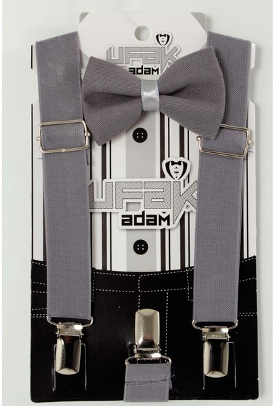 Ufak Adam Çocuk Papyon ve Askı (Gri) Ufak Adam Çocuk Papyon ve Askı (Gri)