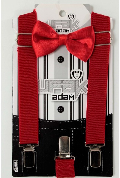 Ufak Adam Çocuk Papyon ve Askı (Kırmızı)