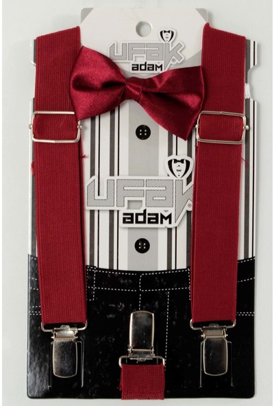 Ufak Adam Çocuk Papyon ve Askı (Bordo)