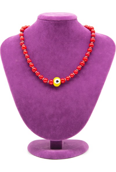 Yodalab Store Nazar Boncuklu& Mercan Taşlı Kolye