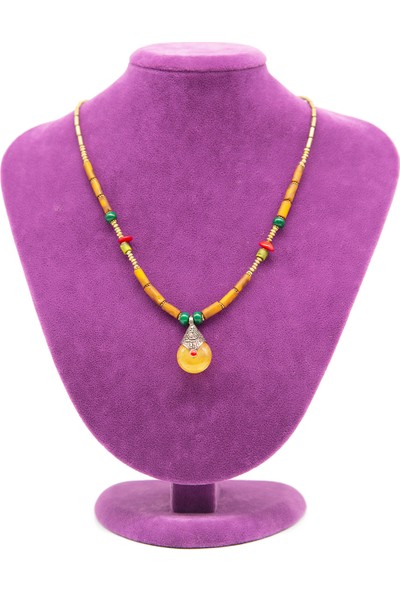 Yodalab Store Pirinç, Akik Taşlı Otantik Model Kolye Yodalab Store Pirinç, Akik Taşlı Otantik Model Kolye