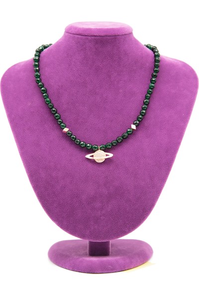 Yodalab Store Satürn Model Yeşim Taşlı Krop Kolye