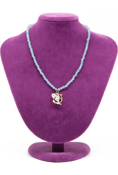 Yodalab Store Akuamarin Taşlı Çiçek Model Kolye