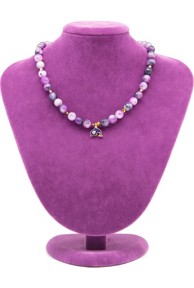 Yodalab Store Mor Akik Taşlı Yunus Model Kolye