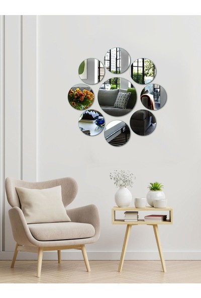 Decovetro Ayna 9 Parça Yuvarlak Dekoratif Duvar Aynası