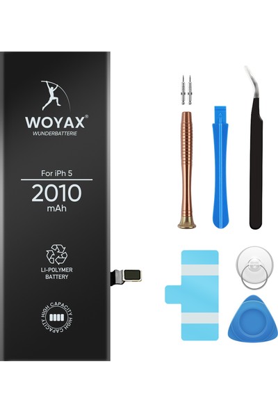 Woyax iPhone 5 Premium Batarya 2010mAh Woyax iPhone 5 Premium Batarya 2010mAh