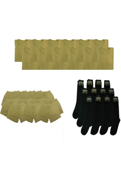 Army Çamaşırı (Fanila - Boxer Uzun ve Siyah Çorap Seti) Army Çamaşırı (Fanila - Boxer Uzun ve Siyah Çorap Seti)