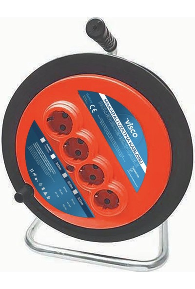 Visco Makaralı Seyyar Uzatma Kablosu 3x2,5 - 20 Metre Visco Makaralı Seyyar Uzatma Kablosu 3x2,5 - 20 Metre