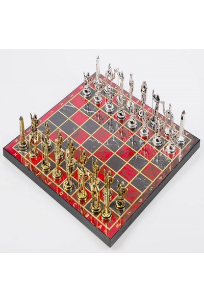Cimcime Oyuncak Lüks Metal Satranç Takımı Krom Kaplama Mısır Piramit Ordusu
