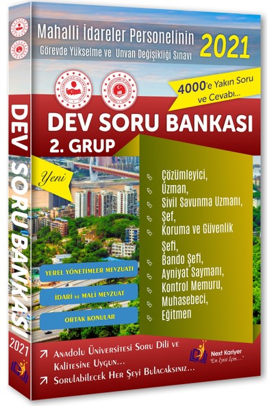 Next Kariyer Yayınları 2021 Mahalli Idareler Personelinin Görevde Yükselme ve Unvan Değişikliği Sınavı 2 Grup Dev Soru Bankası Next Kariyer Yayınları 2021 Mahalli Idareler Personelinin Görevde Yükselme ve Unvan Değişikliği Sınavı 2 Grup Dev Soru Bankası
