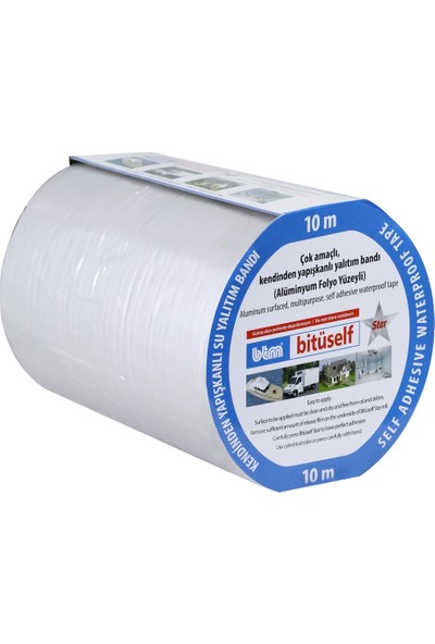 Bitüself Pütürsüz Alüminyum Folyolu Oto Ses Su Yalıtım Bantı Bandı (10 Metre x 20 Cm)