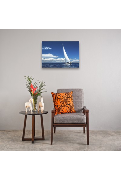 Pastel Tablo Deniz Yelkenli Manzara Tek Parça Kanvas Tablo