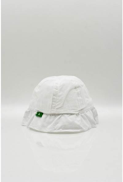 Kız Çocuk Beyaz %100 Pamuk Dokulu Şapka 1-4 Yaş