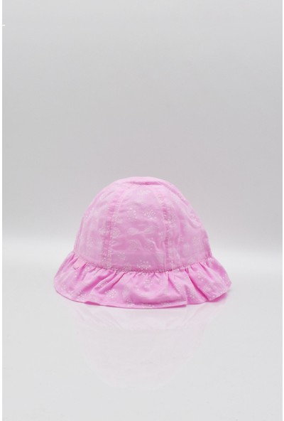 Kız Çocuk Pembe %100 Pamuk Dokulu Şapka 1-4 Yaş