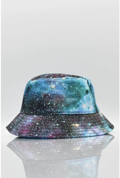 Kadın Siyah Galaxy Desen Kova Balıkçı Şapka Bucket Hat