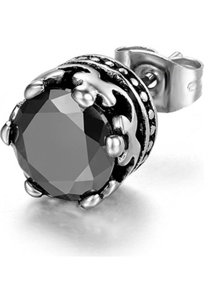 Chavin Siyah Tek Taş Çelik Erkek Küpe EI96SY