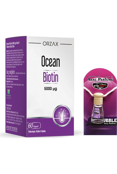 Orzax Ocean Biotin 60 Kapsül + Araba Parfümü Orzax Ocean Biotin 60 Kapsül + Araba Parfümü