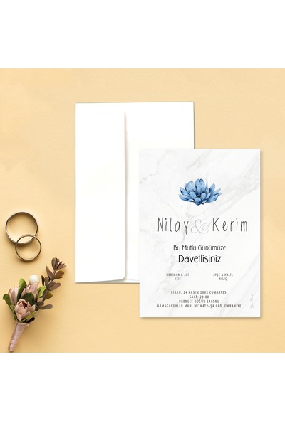 Otuz9 Beyaz Zarflı Davetiye Düğün - Nişan - Kına - Nikah (100 Adet)