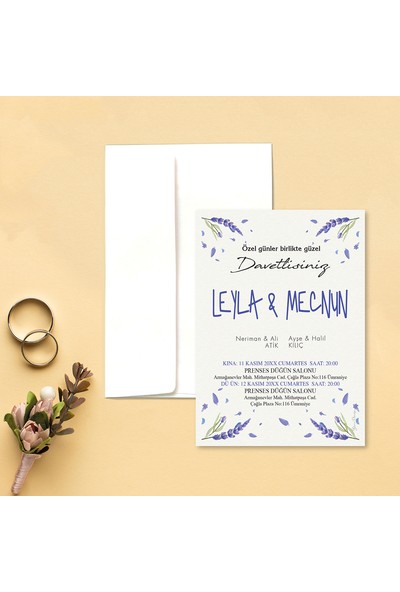 Otuz9 Beyaz Zarflı Davetiye Düğün - Nişan - Kına - Nikah (100 Adet)