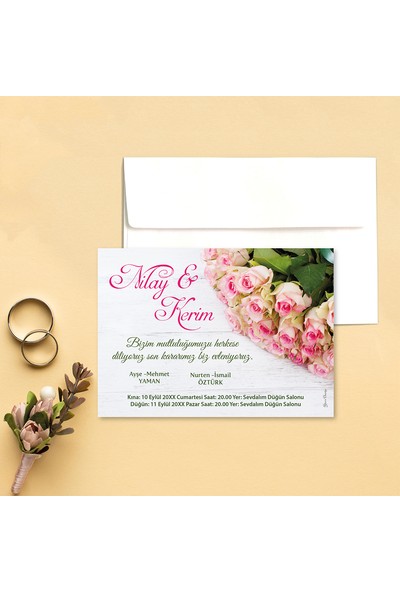Beyaz Zarflı Düğün - Nişan - Kına - Davetiye (100 Adet)