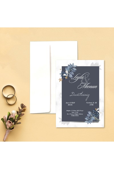 Otuz9 Beyaz Zarflı Davetiye Düğün - Nişan - Kına - Nikah (100 Adet)