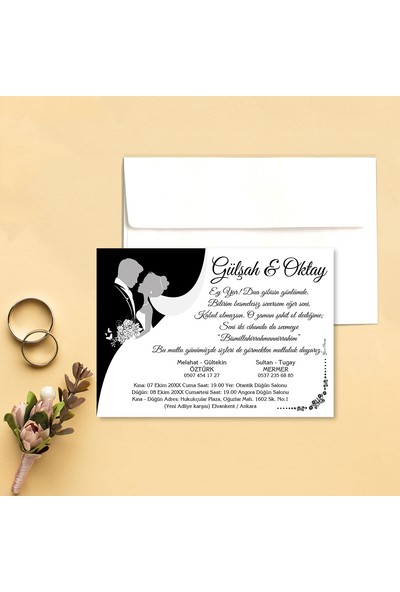 Beyaz Zarflı Düğün - Nişan - Kına - Davetiye (100 Adet)